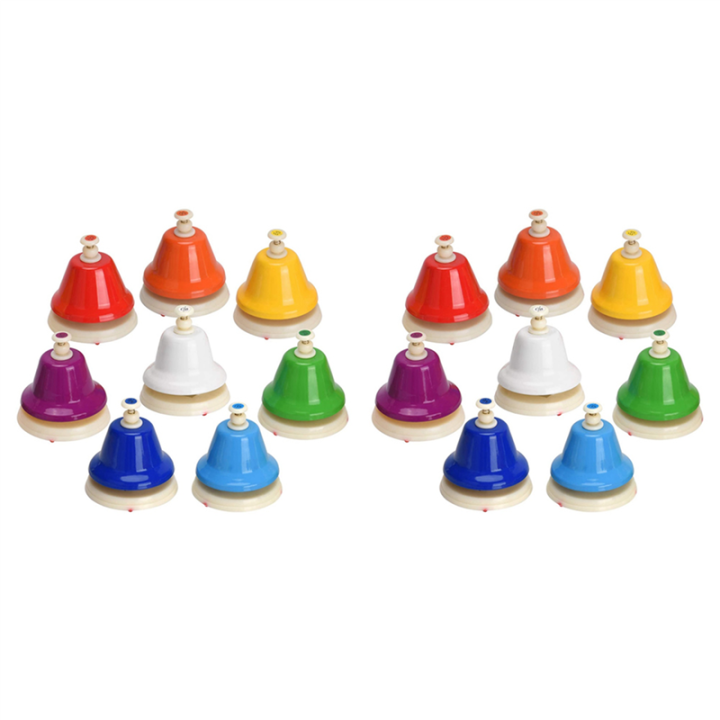 16X Desk Bells, 8 Notes Diatonic Metal Hand Bells, Rainbow Music Bells ...