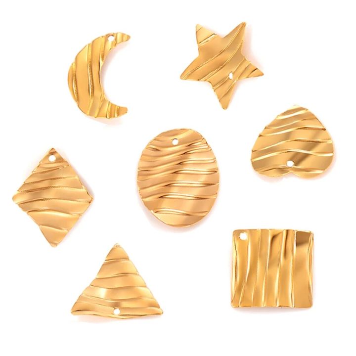 20 s Geometric Stainless Steel Stripe Wave Charms Textured Star Moon ...