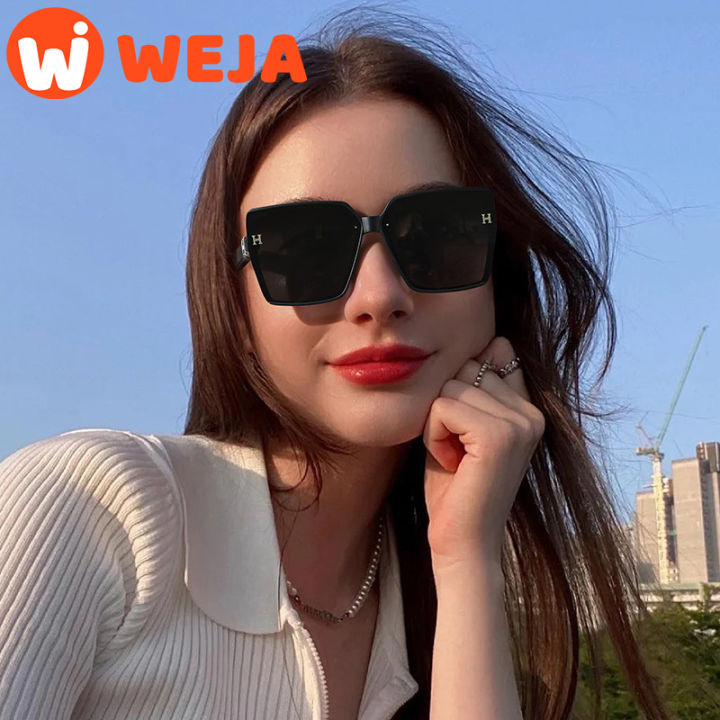 New advanced UV-proof sunglasses with large frame plain face and slim ...