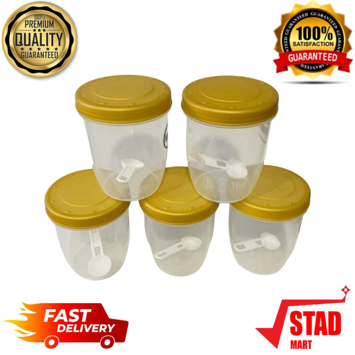 5 Pcs 750ML Visual Kitchen Spice Containers With GOLD Lid High Quality ...