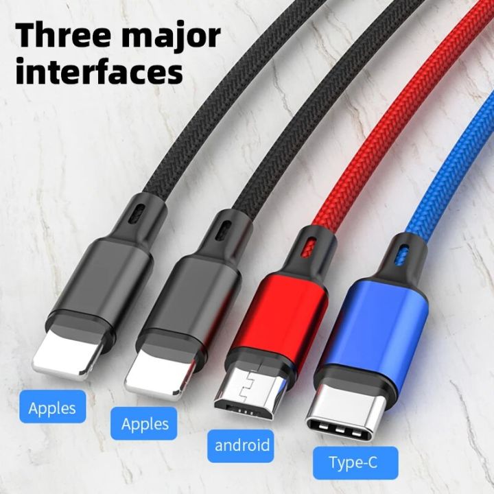 1.2M Double Type C 4 in 1 USB Charger Cable Charging Cord Multiple ...