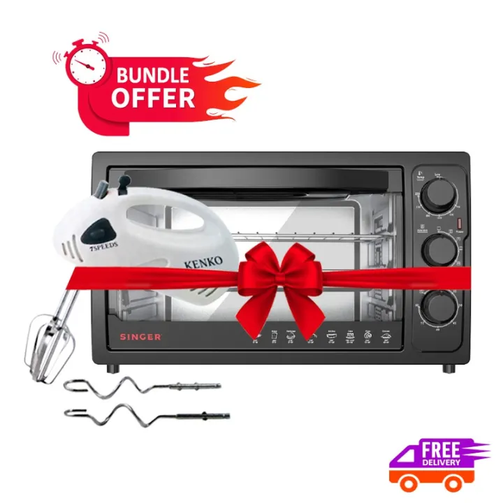 Singer Electric Oven 38L (ST038) + Kenko Electric Hand Mixer (Bundel ...