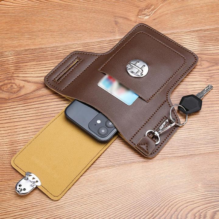 Men's Multifunctional leather organizer waist bag waterproof phone case ...