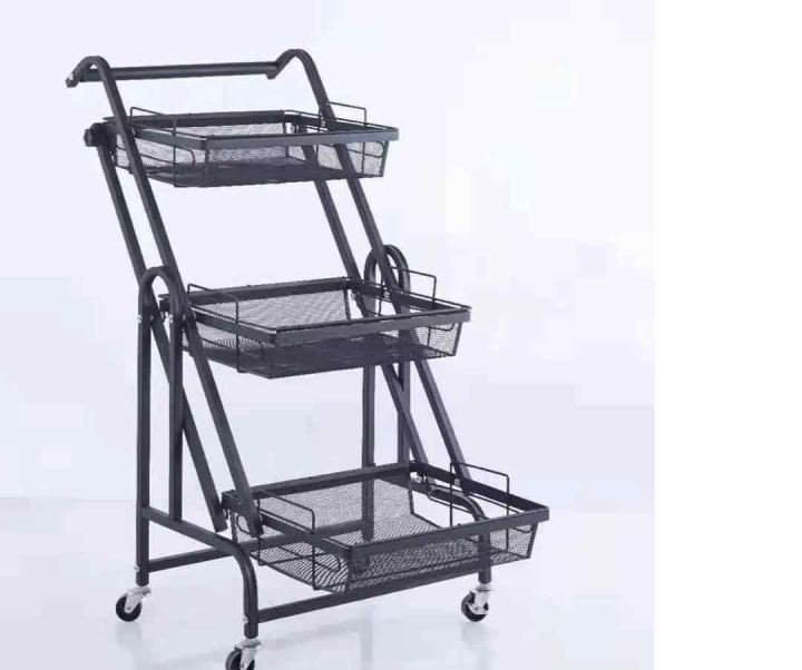 3 Tier Carbon Steel Trolley Storage Rack for Vegetable, Spice, Kitchen ...