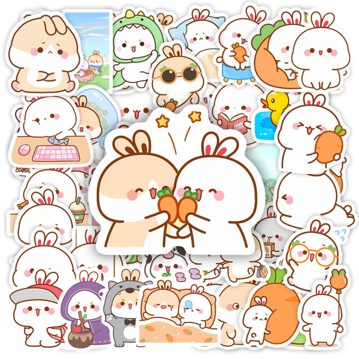 20/40pcs Tuji Bunny Stickers Cute Rabbits Lovely Hare Couple Stickers ...