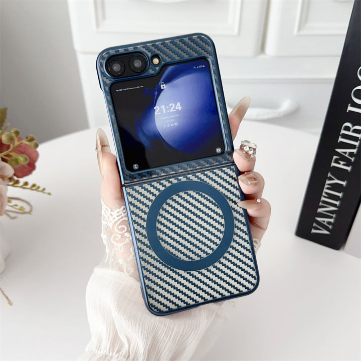 HODON Carbon Fiber Clear Magnetic Phone Case for Samsung Galaxy Z Flip5 ...