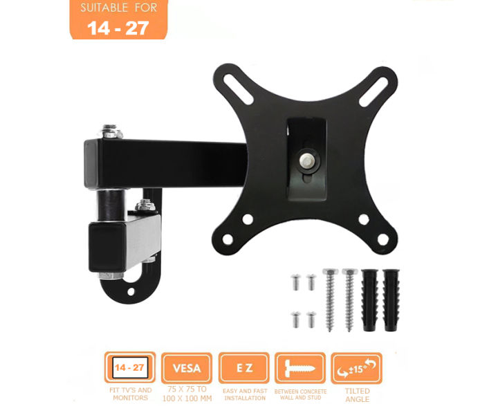 TV / Monitor Wall Mount Bracket 14-27 Inch 180 Degrees Tilt Swivel ...