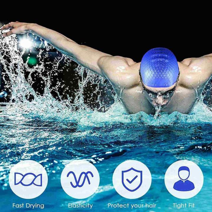 Women Swimming Cap 3d Design Waterproof Silicone Gel Water Drop Ear ...