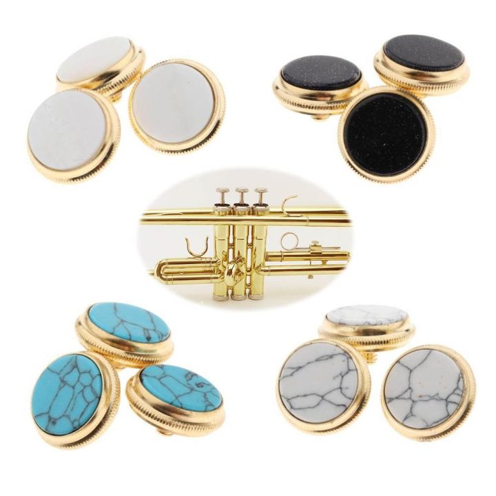 New 3pcs/set Trumpet Valve Cap Shell Metal Trumpet Finger Buttons ...