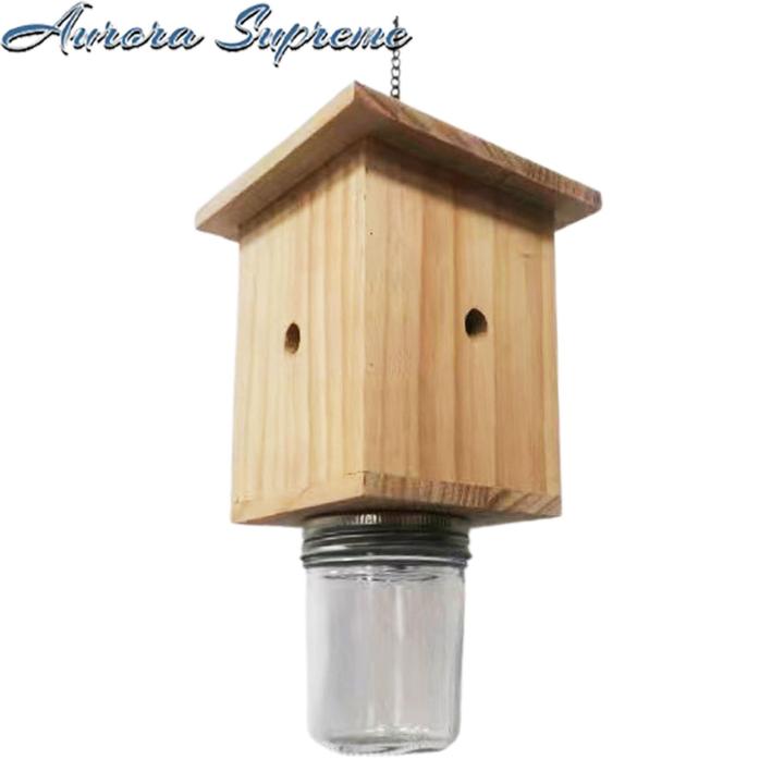 Carpenter Bee Repellent Cube Shape Wooden Bee Trap Box Easy Hanging ...