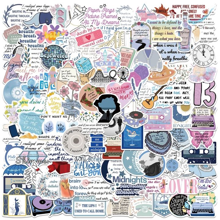 100Pcs Aesthetic Cartoon Famous Singer Taylor Album Swift Lyric For ...