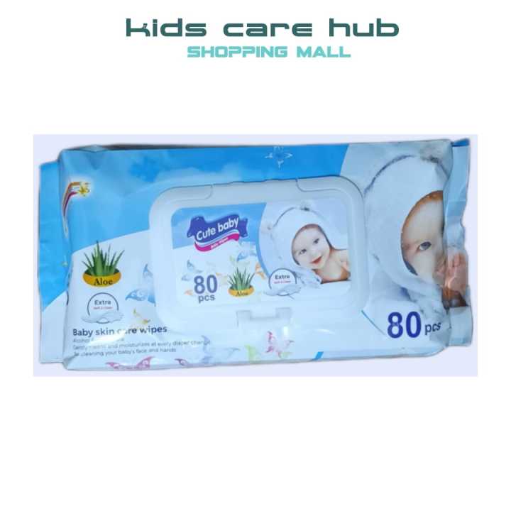 Cute Baby wipes 80 sheets of Cute baby Large sheet wipes / large pack ...