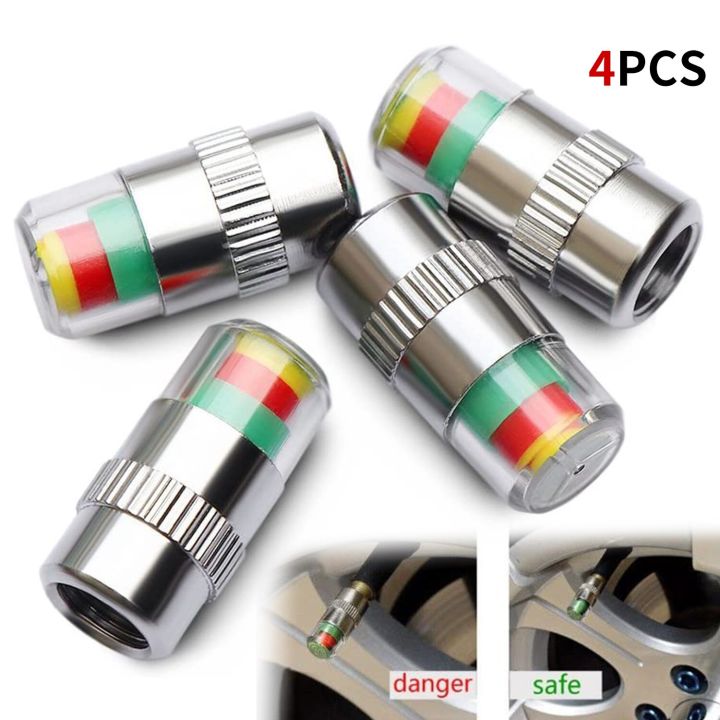 4pcs Car Tire Pressure Guage Cap Sensor Indicator Alert Monitoring Tool ...