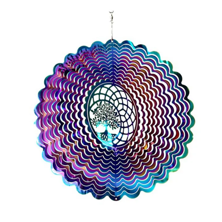 Stainless Steel Colorful Wind Spinner 3D Metal Art Garden Decoration ...