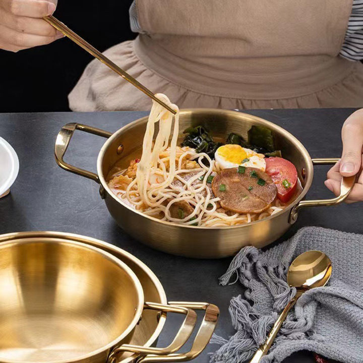 Korean Stainless Steel Thick Dry Pot Ramen Pot Kimchi Soup Pot Handle ...