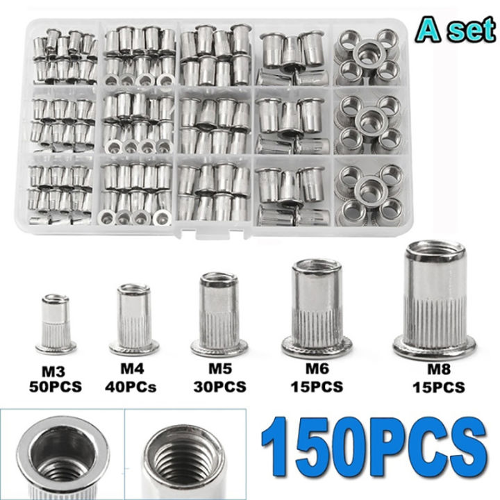 【SolarShelf】Threaded Rivet Nut Kit Mixed Zinc Plated Carbon Steel Rivet ...