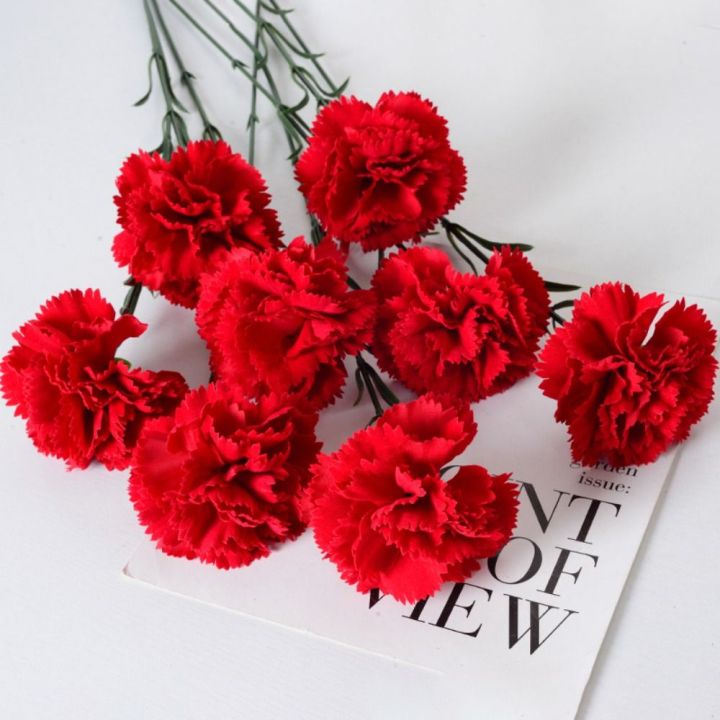Flower Arrangements Real Touch Artificial Red Carnations 54cm DIY Craft ...