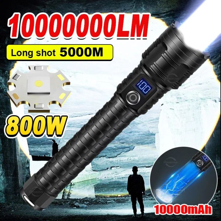 torch light 10000mAh High Power LED Flashlights Type-C Rechargeable LED ...
