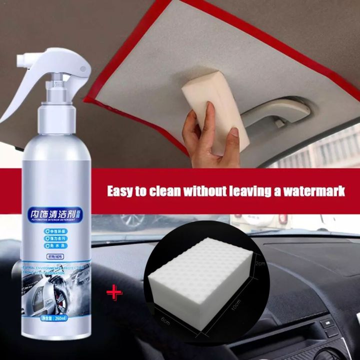 【cleaner and spong】 260ML All-Purpose Car Interior Cleaning Ceiling Cleaner Windshield Window ...