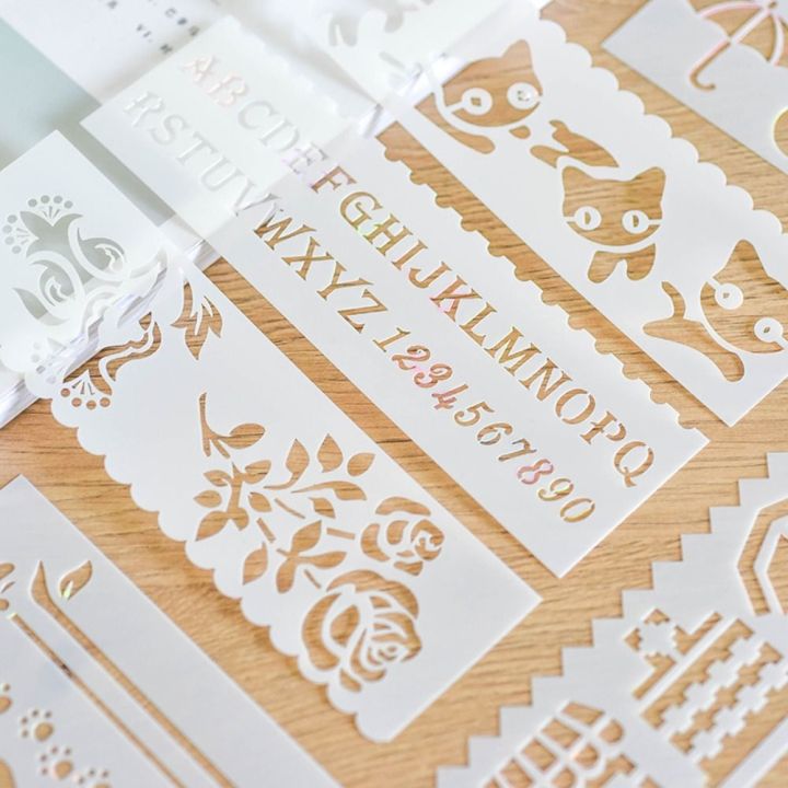 Student 8Pcs/set Hand Painted Scrapbooking Painting Tools Copy Stencil ...