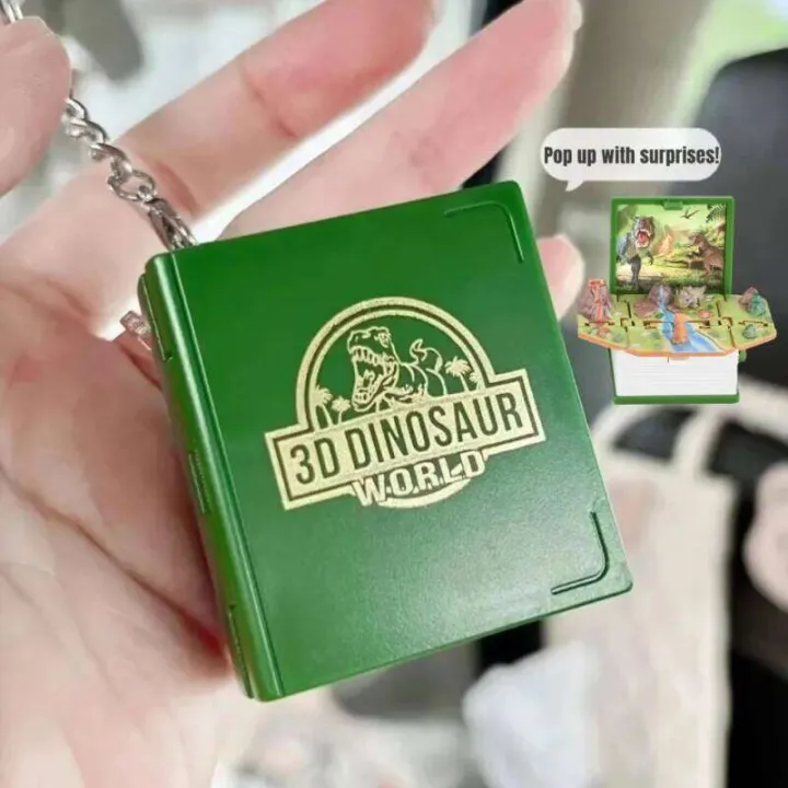 New 3D Folding Book Pop Up Keychain Hidden Dinosaur World Space ...