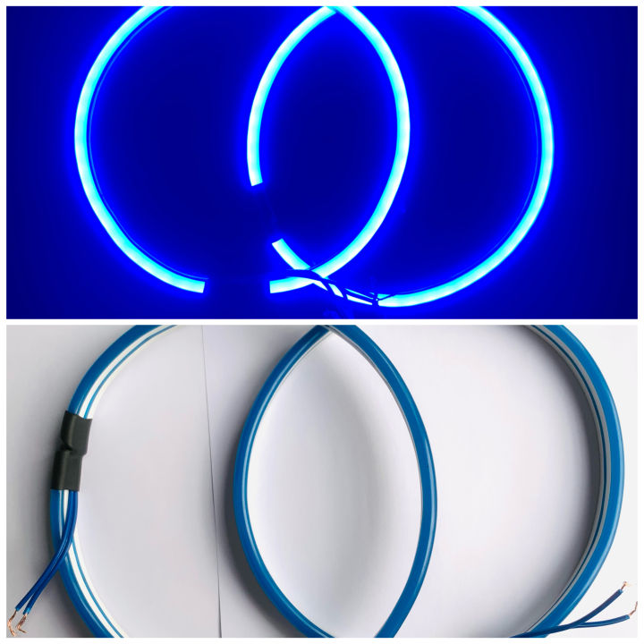 2PCS BLUE Colour Three Wheel Head Light Ring LED Neon Flexible Light ...