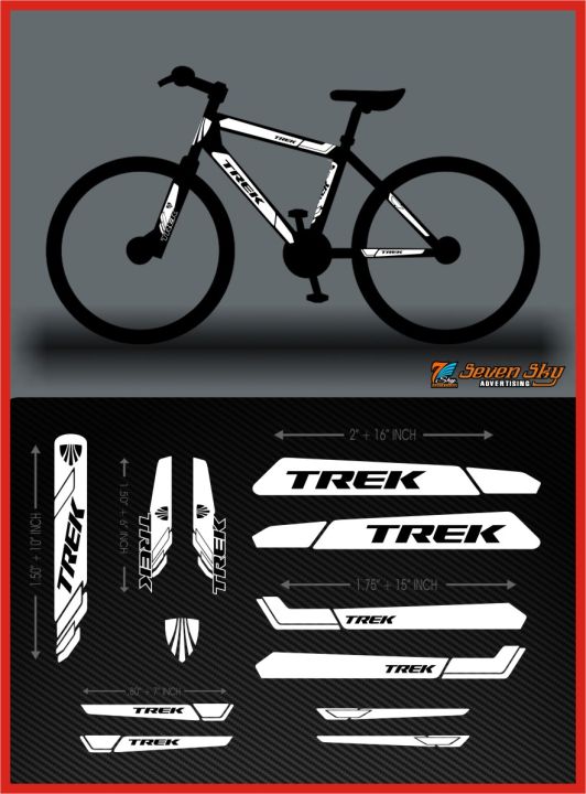 TRECK Push Bike Cycle Stickers Mountain Bike Luminous Reflective & PVC ...