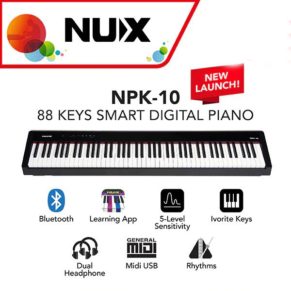 NUX NPK-20 Portable Digital Piano, 271 Sounds, 88-Key Triple-Sensor ...