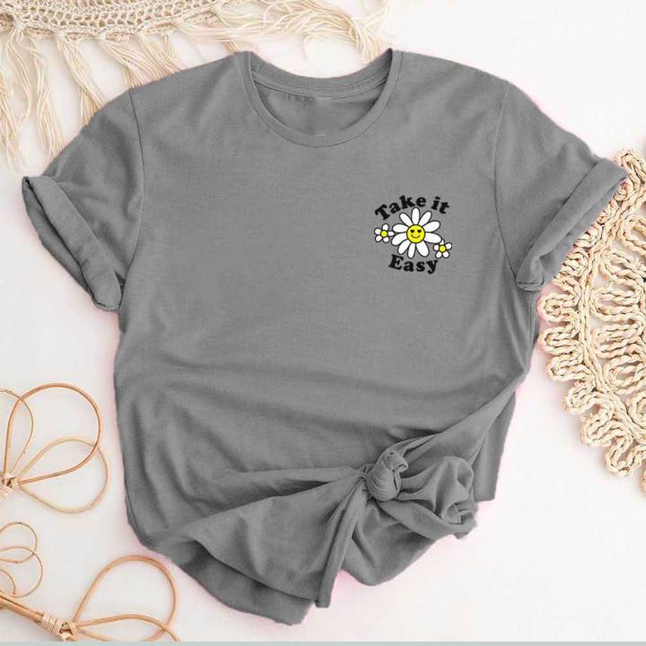 Take it easy Tshirts for girls ladies and woman casual T shirts Korean Style girls tshirt Daraz.lk