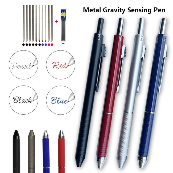High Quality 3 Colors Ink Gravity Sensing Pen 4 in 1 Metal Mechanical ...