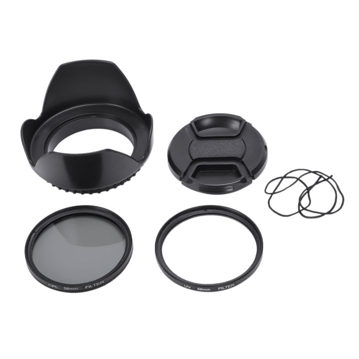 CPL UV Filter Kit 58mm for Canon EOS 700D 100D 600D 1200D Lens Hood Cap ...