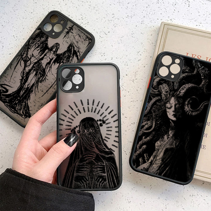 Art Black Angels and Demons Phone Case For iPhone 16 15 14 13 12 11 ...