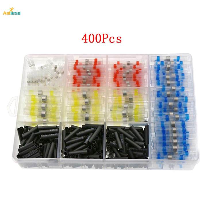 Solder Seal Heat Shrink Sleeve Wire Butt Terminals Connector 400Pcs ...