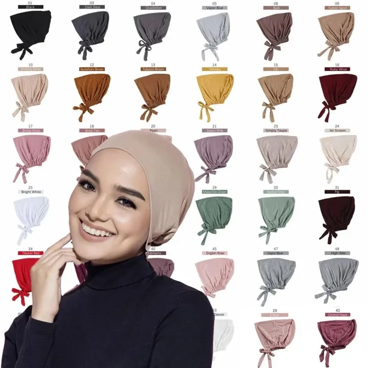 Inner Tie Back Hijab Cap Modal Turban Hat Inner Hijab Caps Islamic ...