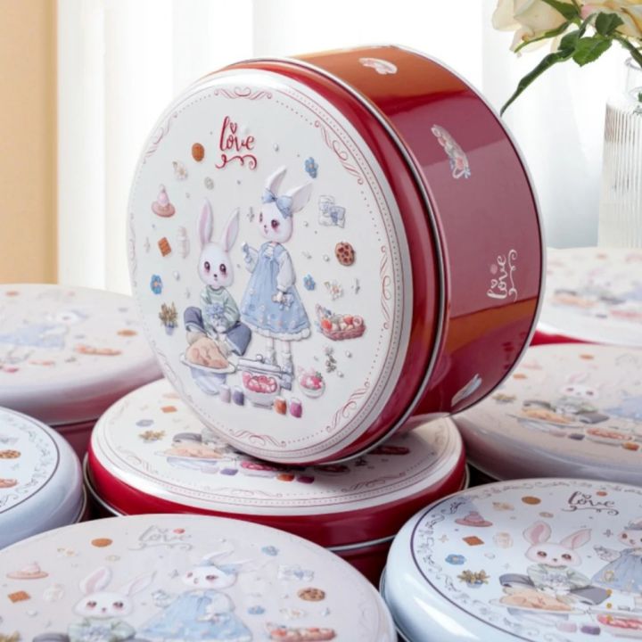 Cartoon Rabbit Printed Tinplate Candy Chocolate Boxes Empty Cookie Tin ...