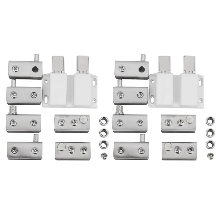 2X Stainless Steel Glass Door Pivot Hinge Double Head Magnetic Catch ...