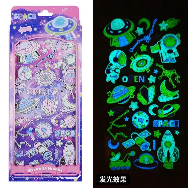 NEW Novelty Space Universe Astronaut Noctilucent Puffy 3D Stickers ...