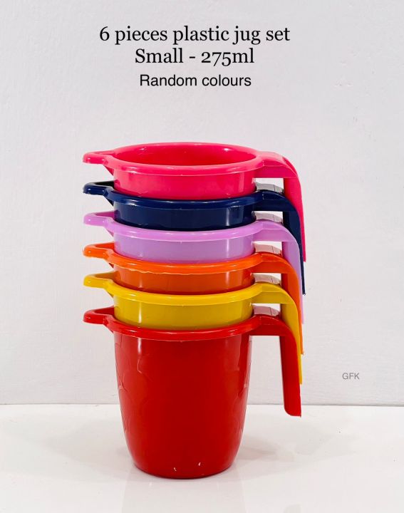 Compact 6-Piece Small Plastic Jug Set | 275ml | Random Colors | Durable ...