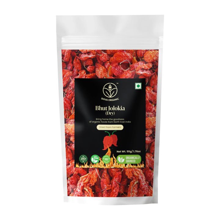 Shiva Organic Bhut Jolokia Chilli Whole | Ghost Pepper | Naga Chilli ...