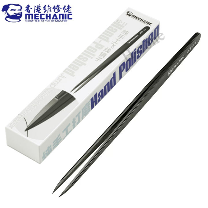 MECHANIC KS-11 Hand Polished Jumper Non-magnetic Tweezers Tip Precision ...