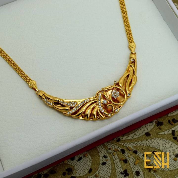 Gold Plated Traditional Bridal Sawadi Pendant With 04MM Bismark Chain ...