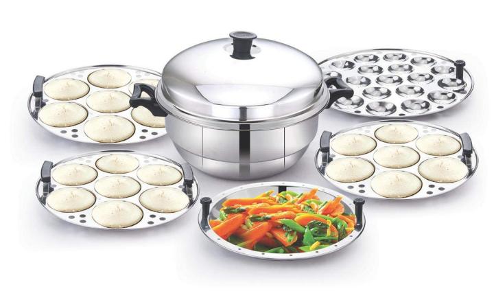 Stainless Steel Idly Maker Idli Panai with 3 Idly Plates (21 Idlies ...