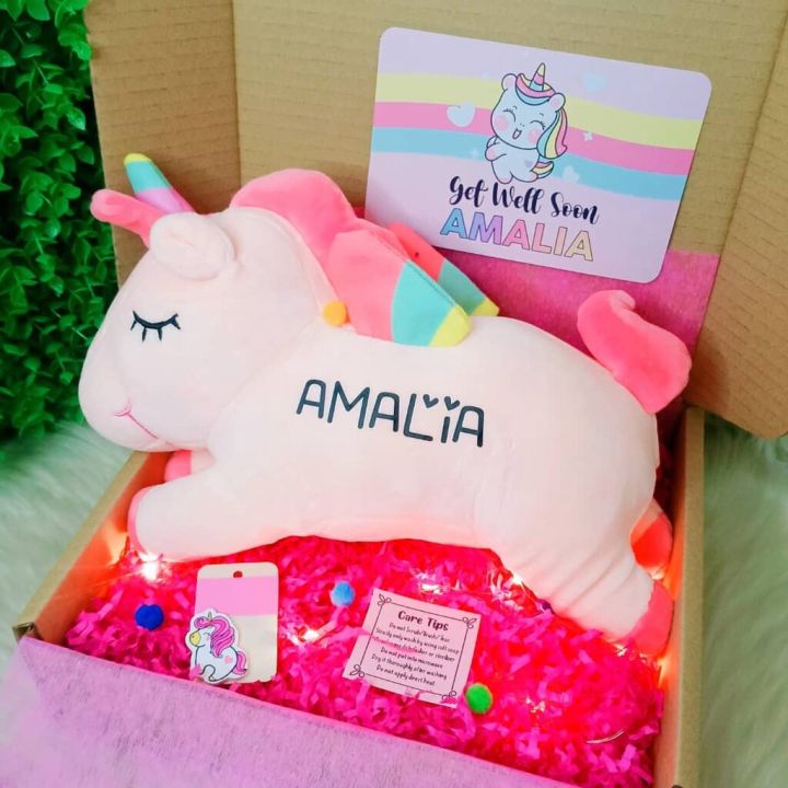 (Custom Name)Gift Box Unicorn Plush 30cm Soft stuffed toys doll ...