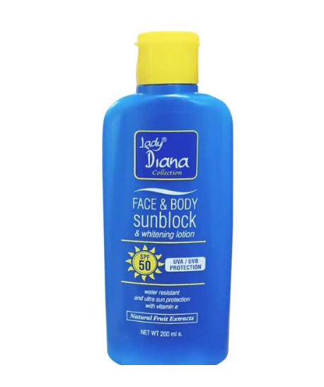 Lady Diana Face & Body Sunblock Whitening Lotion SPF 50 - 200ml | Daraz.lk