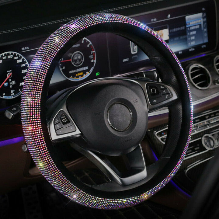 Purple Sparkle Luxury Bling Rhinestone Diamond Car Accessories Steering ...