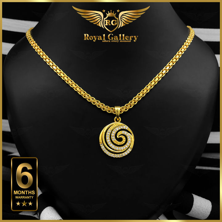 Gold Plated Single Line Chain & Derena Pendant With Free Gift Box ...