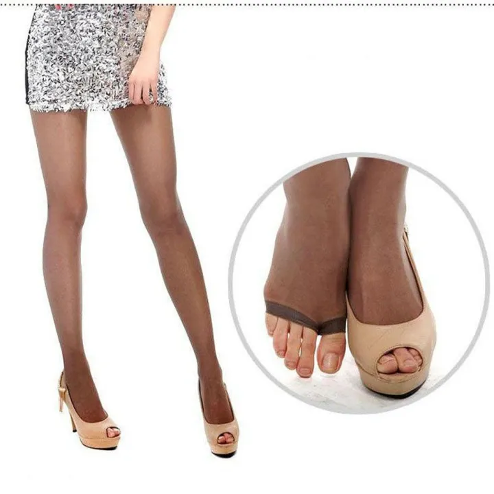 Black Grey Nude Coffee Socks Open Toe Pantyhose Sheer Ultra-Thin Tights ...