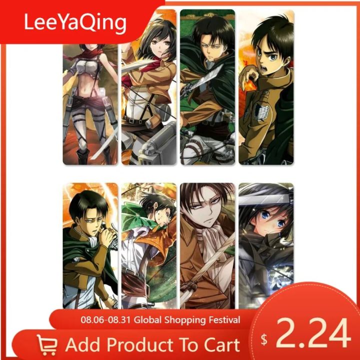 8 s Attack on Titan Anime Bookmark Waterproof Transparent PVC Plastic ...