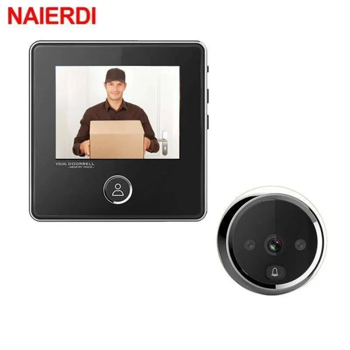 NAIERDI 2.8 LCD Screen Digital Electronic Bell IR Night Door Peephole ...