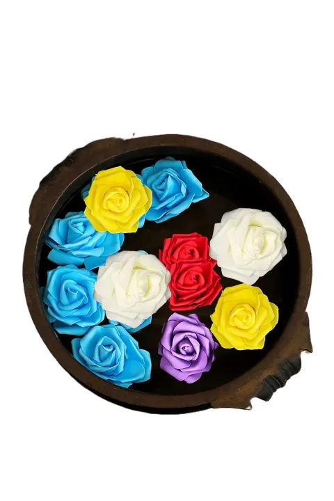 SATYAM KRAFT 12 Pcs Artificial Big Fake Foam Rose Water Floating ...